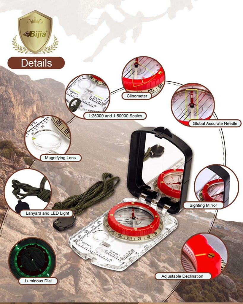 Brújula con espejo Bijia Optics clinómetro en grados - Gps en Ecuador ...